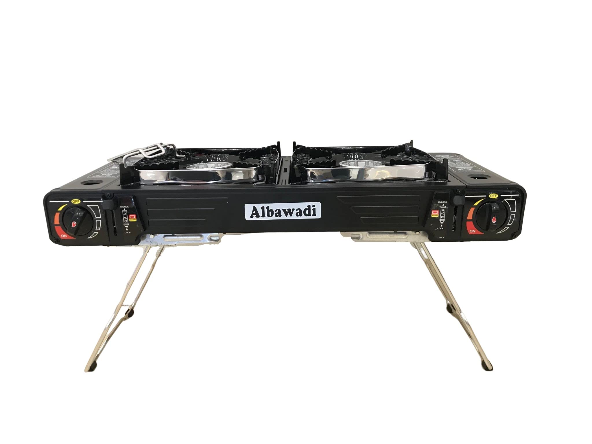 Camping BBQ Gas Stove Double Hole Picnic Kitchen Stove with Folding St ...